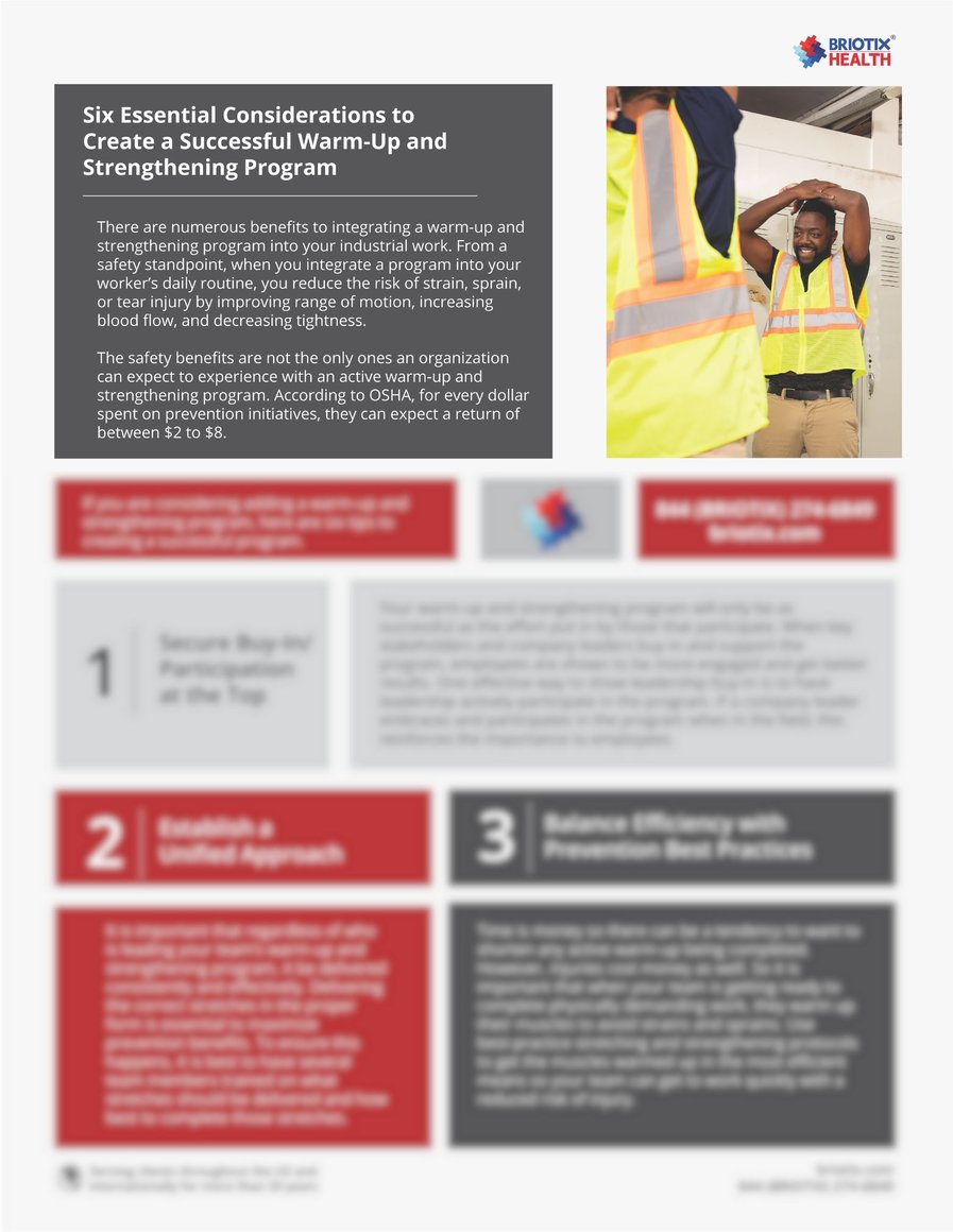 Blueprint for High-Impact Workplace Warm-Up and Strengthening Program