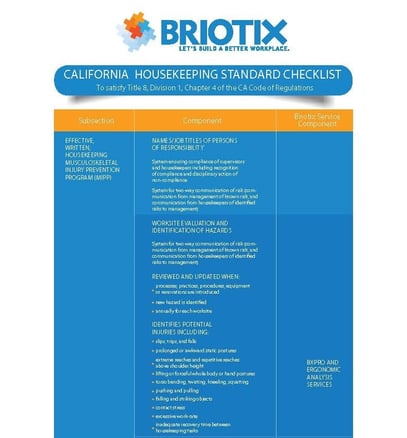 California OSHA Housekeeping Checklist